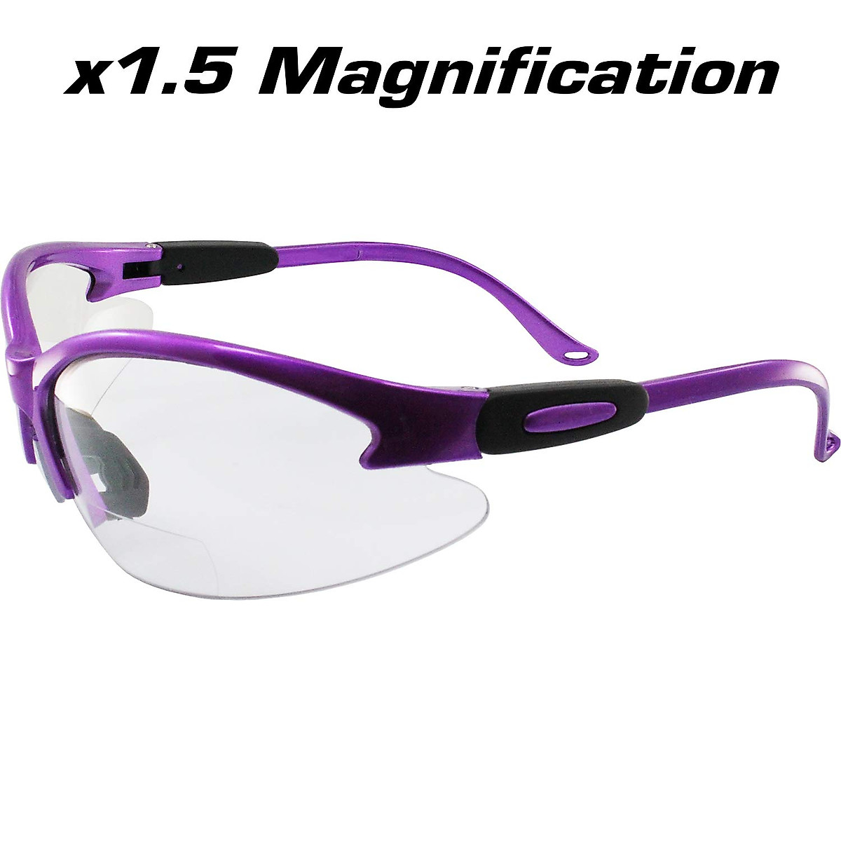 Birdz Eyewear Flamingo Women's Work Safety Glasses Bifocals Readers Purple Frame + 1.5 Magnification Clear Lenses