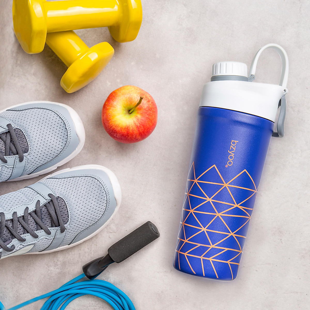 bzyoo 26oz Double-Walled Stainless Steel Insulated Tumbler with Straw Leak Proof Ideal for Smoothies, Ice Tea or Coffee Includes Mixer Ball BPA Free - Spidy Blue