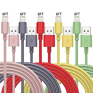 5 Pack 6ft iPhone Charger Cables MFi Certified Lightning Charging USB Data Cord High Speed Cable Compatible with iPhone 14 Pro Max Plus 13 Mini 12 11 X XS XR XS Max 8 7 iPad Pro iPad AirPods Pro