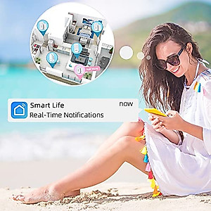 CPVAN CP7R Door Chime, Smart Door Window Alarm Sensor with APP Alert, Remote Control, 2.4 GHz Wi-Fi Base Station Alarm Siren for Kids Elders Safety Compatible with Alexa, for Home House Apartment