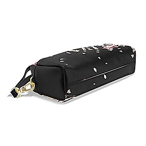 ALAZA Cute Pencil Case Flying Plum Cherry Blossom Petals Flowers Pen Cases Organizer PU Leather Comestic Makeup Bag Make up Pouch, Back to School Gifts