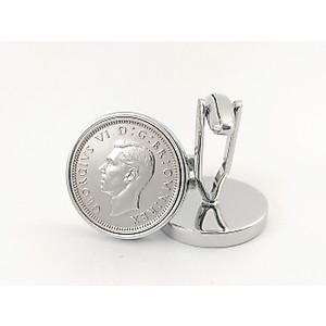Worldcoincufflinks Cufflinks Rhodium Plated 1948 English Sixpence Cufflinks 1948 Birthday Present