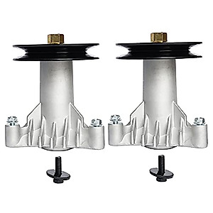 q&p 2 Pieces Garden Tractor 42" Spindle Assembly Bracket with Pulley Replaces 128285, 130794, 133172, 137641, 137645, 532128285, 532130794+Replaces Pulley 153535 Black Colour Pulley Surface