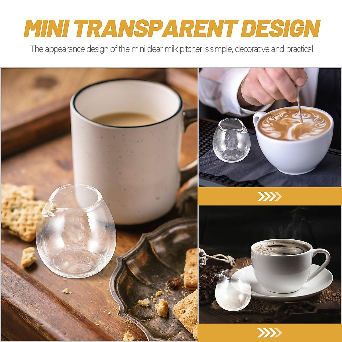 BESTOYARD 2 Pcs Mini Glass Milk Cup Mini Glass Milk Pitcher for Sauce Maple Syrup Pitcher Mini Glass Milk Pitcher for Coffee Espresso Shots Mini Kettle Tea Small Material Honey