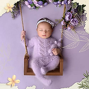 M&G House Newborn Photography Props Swing Prop Wooden Swing Baby Photo Props Wooden Prop Swing Baby Photoshoot Props Newborn Photography Accessory(Brown, 6 Sunflowers)