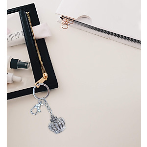 Aqua 79 Sparkly Crown Keychain Charm - Silver 3D Rhinestone Keychain for Women and Men, Metal Alloy Crystal Keychain, Fashionable Keychain Accessory, Bling Keychain for Your Crystal Pouch - 1.6 inch