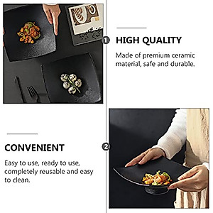 BESTonZON Square Dinner Plates, serving platters serving trays dessert plate Matte Black Serving
