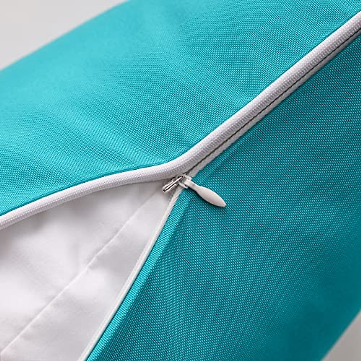 Phantoscope Pack of 2 Outdoor Waterproof Solid Throw Decorative Pillow Cover Decorative Square Outdoor Pillows Cushion Case Patio Pillows for Couch Tent Sunbrella, Teal Blue 18x18 inches 45x45 cm