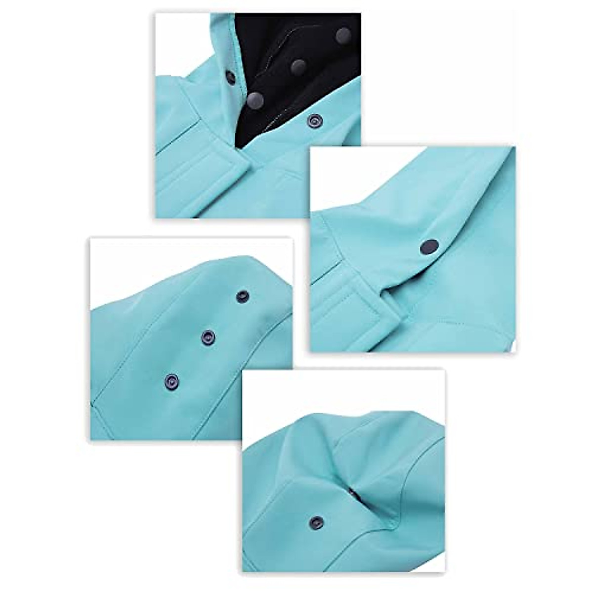 Blueberry Pet 2023 New 14" Waterproof Dog Softshell Jacket, Hooded Raincoat and Windbreaker with Leash & Harness Hole, Blue Turquoise, Outdoor Rain Gear for Dogs