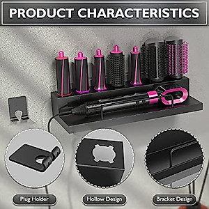 mapleza Storage Holder for Dyson Airwrap - Dyson Airwrap Wall Mount- For Home Bathroom (Minimalist, Black)