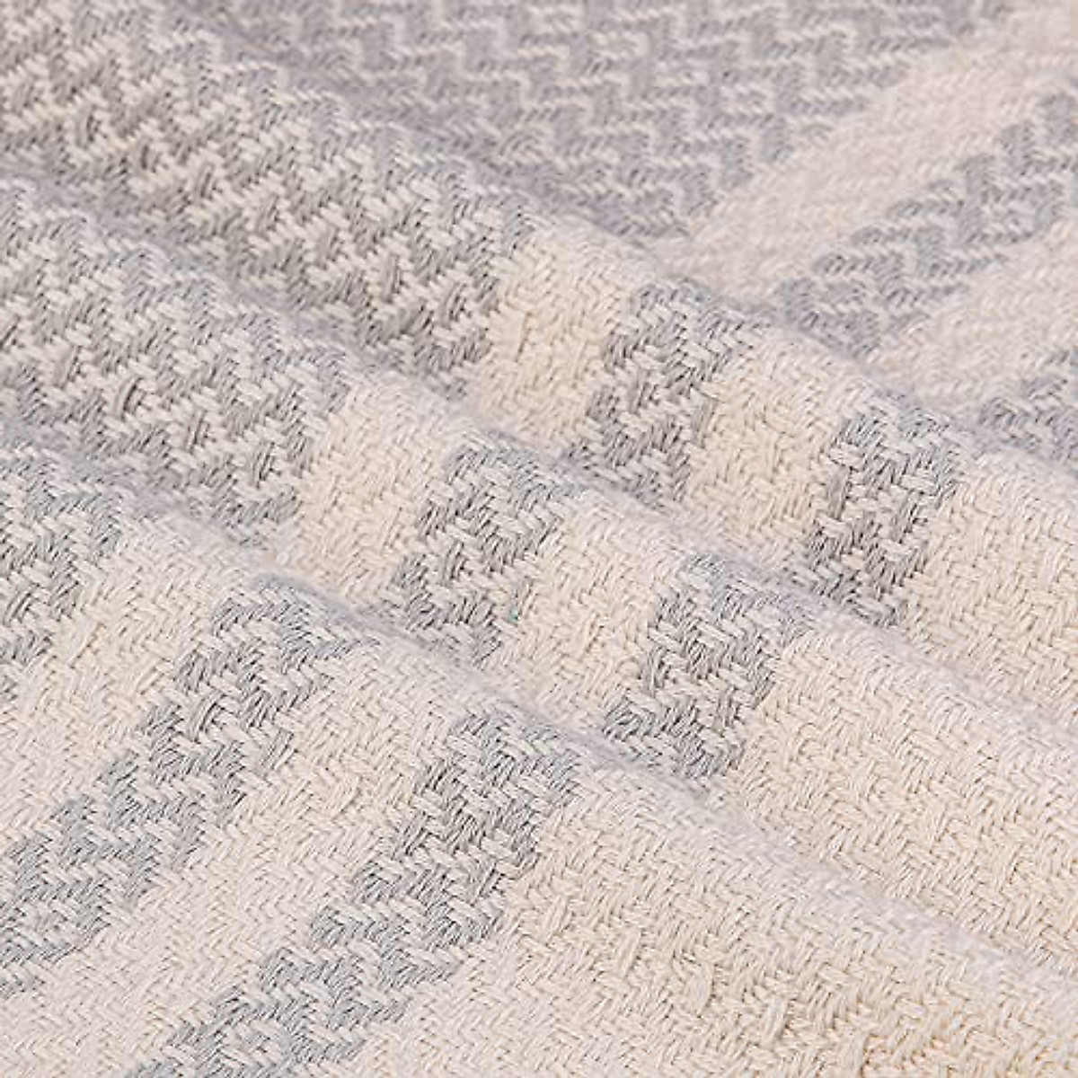 Rumi&Shams Cotton Throw Blankets | Turkish Blanket (52x70 Inches - 8 Colors) | 100% Turkish Cotton Sofa Throw | Striped Chevron Pattern | Summer Throw Blanket | Gray Throw Blanket for Couch