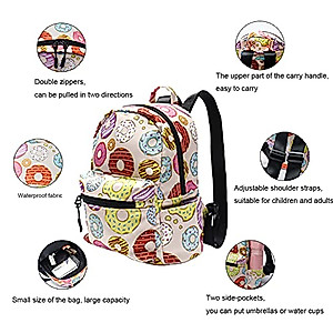Deerling Cut Mini Backpack for Girls Lightweight Kids Back Pack for Children and Adult Ideal for School Travel (Donut)