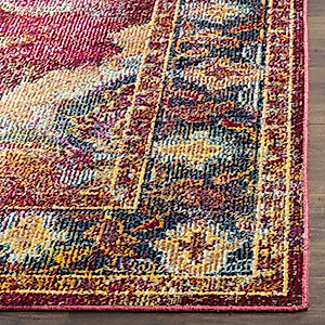 SAFAVIEH Crystal Collection Accent Rug - 3' x 5', Ruby & Navy, Medallion Distressed Design, Non-Shedding & Easy Care, Ideal for High Traffic Areas in Entryway, Living Room, Bedroom (CRS508R)