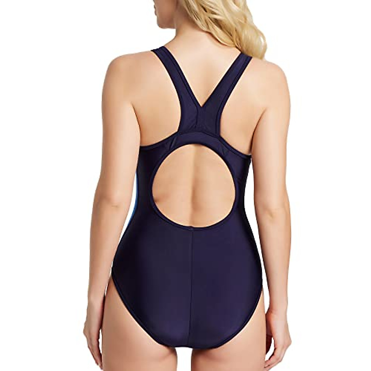 BALEAF Women's Athletic One Piece Swimsuits Lap Swimming Racerback Bathing Suit Competitive Training Swimwear Dark Blue 40