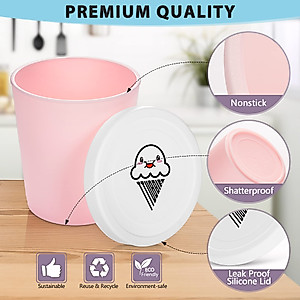 TTUBBIEZ Ice Cream Containers (2 Pack - 1 Quart Each), Ice Cream Containers for Homemade Ice Cream, Ice Cream Storage Containers for Freezer, 1 Quart Freezer Containers for Ice Cream Storage - Pink