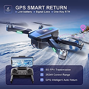 TENSSENX Foldable GPS Drone with 4K UHD Camera for Adults, TSRC Q5 Quadcopter with Brushless Motor, Auto Return, Follow Me, Circle Fly, Waypoint Fly, Beginner Mode, Headless Mode, 52 Mins Long Flight