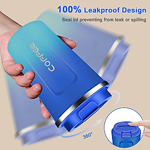 JTRYEMU Travel Mug 12 oz Insulated Coffee Cup with Lid, Reusable Leak Proof Tumbler, Stainless Steel Vacuum Gradient Colorful Thermos Cup, Thermal Keeps Cold and Hot for Coffee/Tea