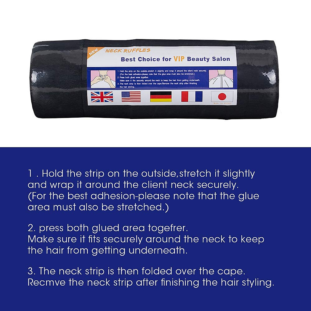 Disposable Paper Barber Neck Strips - 5 Rolls 500 Strips Black Professional Stretchy Paper Neck Band for Salon Haircut Styling