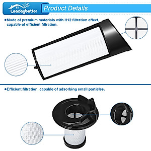 Leadaybetter ICZ362H Filter Replacement for Shark ICZ362H / IC160 / IC162 Vertex Pro Powered Lift-Away Cordless Vacuum, Part XFFK160 & XHEPA160, 4 Foam and 2 Round Filters, 1 HEPA Filter