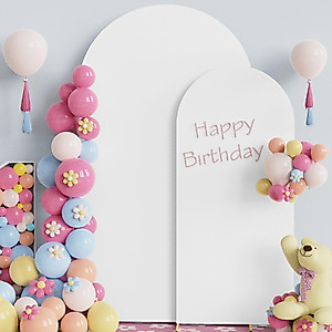 Fomcet Set of 2 Wedding Arch Cover 6FT, 7.2FT White 2-Sided Round Top Spandex Arch Backdrop Cover Fitted Fabric for Birthday Party Baby Shower Wedding Arch Stand Decoration