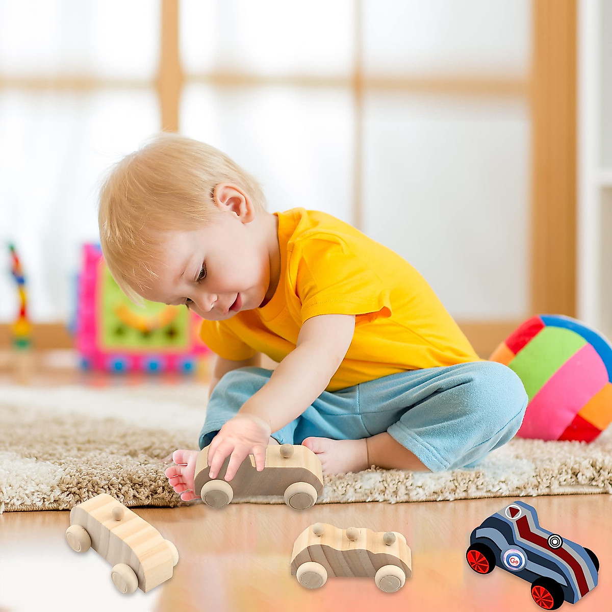 Haconba 18 Pack DIY Wood Car Toys Unfinished Wooden Cars to Paint Wooden Craft Cars for Home Activities Craft Projects Family Time Handicraft