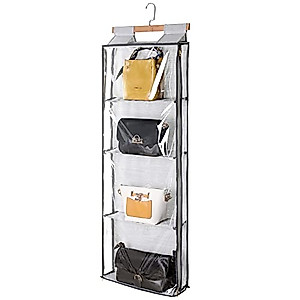 Qozary Handbag Purse Organizer for Closet, Handbag Purse Storage Organizer Bag with Zipper, Clear Hanging Closet Organizer for Handbag, Easy Access Dust Bags for Handbags, Purse, Toiletry Items, Large Cup Bra, Hats