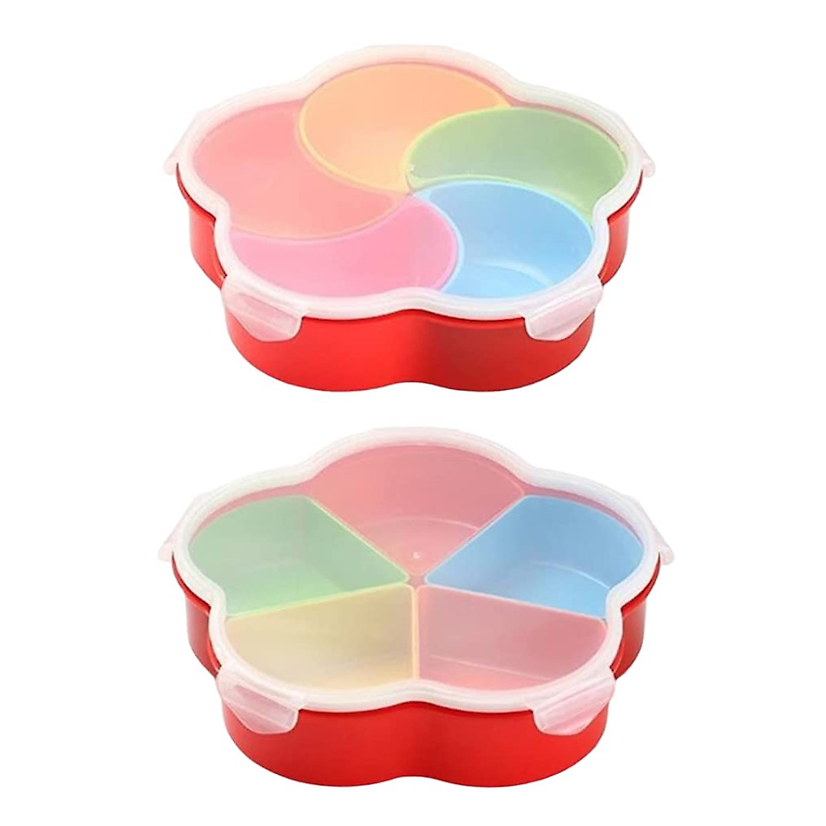 Snack Serving Tray Plastic 5 Compartment Appetizer Platter Sealed Food Server Dishes with Lid,Serving Platters Style2