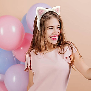 Ondder 3 Pack Car Ear Headbands for Women Cute Spa Headband for Washing Face Cat Ear Skincare Headbands Face Wash Skincare Makeup Shower Headband Head Bands for Women (White, Green, Navy Blue)