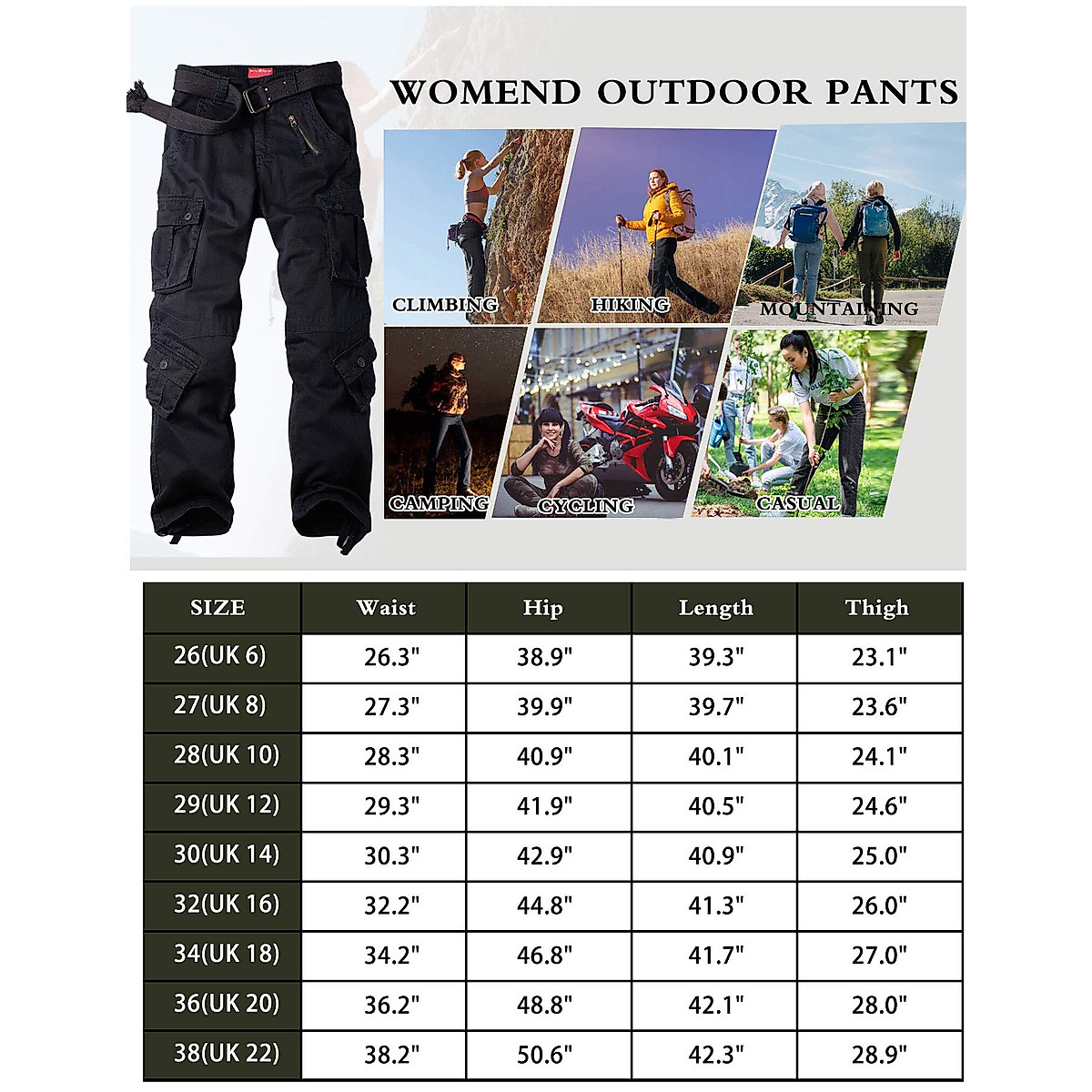 XNMAYA Cargo Pants for Women, Military Army Camo Combat Trousers,Work Camping Hiking Casual Pants with Pockets