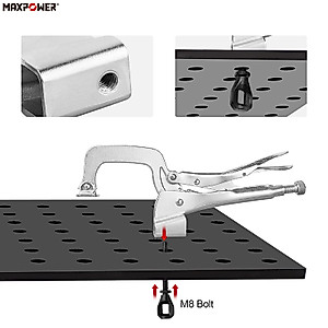 MAXPOWER Bench Clamp 11-inch, Welding Table Mount Locking C-Clamps, Pack of 2