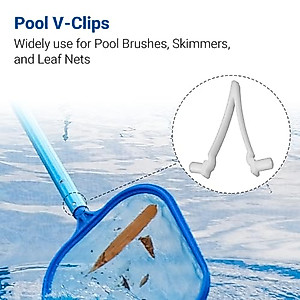 (21-Pack) AR-PRO Replacement Pool V-Clips - Pool Brush Plastic Clips/Pool Pole Net Clips for Cleaning Pool Walls - Perfect for Pool Brushes, Skimmers, and Leaf Nets - Made from Heavy-Duty Plastic