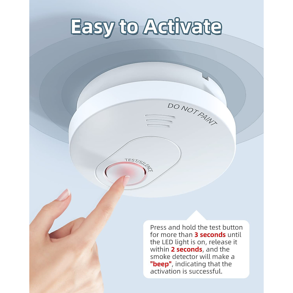SITERWELL Smoke Detector, 10-Year Smoke Alarm with Photoelectric Sensor and Low Battery Warning, Fire Alarm with Built-in Battery and Fault Warning for Bedroom and House, UL Listed, GS526A, 6 Packs