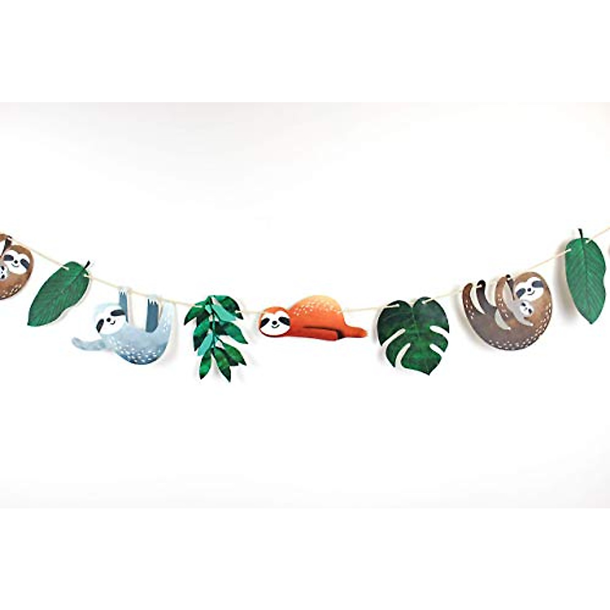 Sloth Party - Watercolor Garland | Sloth Birthday Decorations | Photo Prop | Tropical Leaves, Sloth Garland, Sloth Baby Shower, Let's Hang