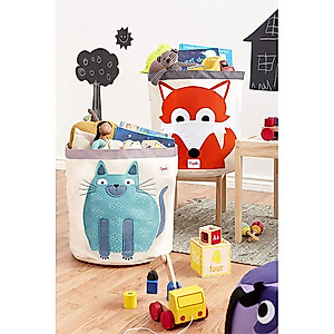 3 Sprouts UBNSNO Canvas Storage Bin Laundry and Toy Basket for Baby Toddlers and Kids, Owl and Cat