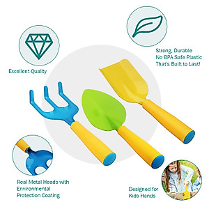 Gardening Tools Toy Set for Girls Boys with Beatiful Storage Bag, Watering Can, Gardening Gloves, Shovels, rake, Apron, Sun Hat kit for Children Kids Outdoor Play and Dress up Clothes Role Play