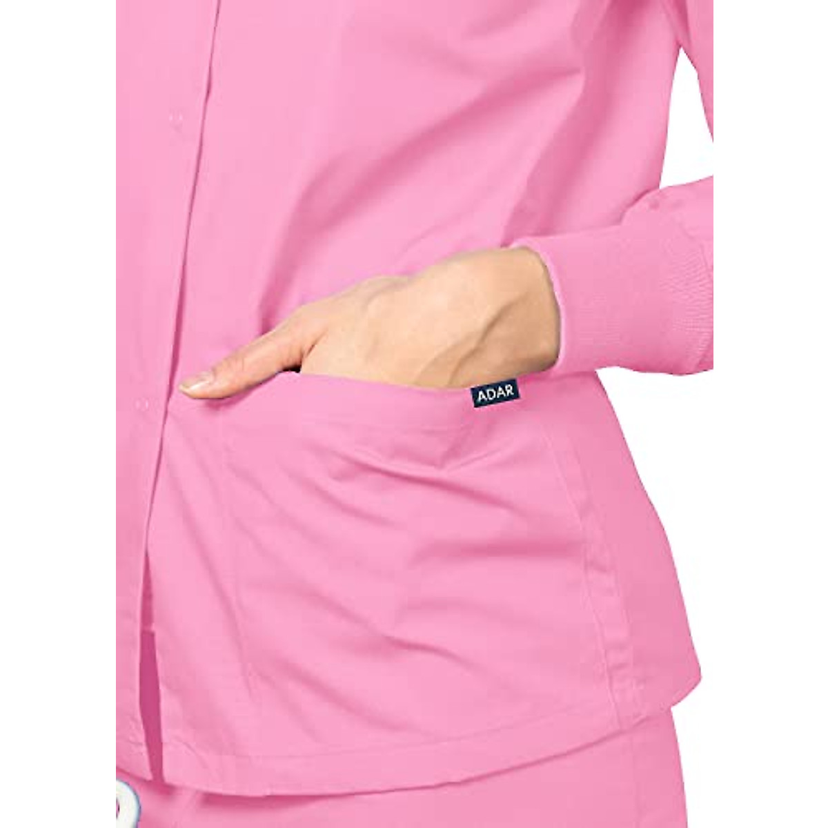 Adar Universal Scrubs for Women - Round Neck Warm-Up Scrub Jacket - 602 - Sherbet - XL