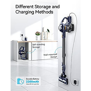 Voweek Cordless Vacuum Cleaner, Lightweight Stick Vacuum Cleaner with Powerful Suction, Detachable Battery, Self-Standing, 1.3L Dust Cup, 4 in 1 Handheld Vacuum for Home Hard Floor Carpet Pet Hair