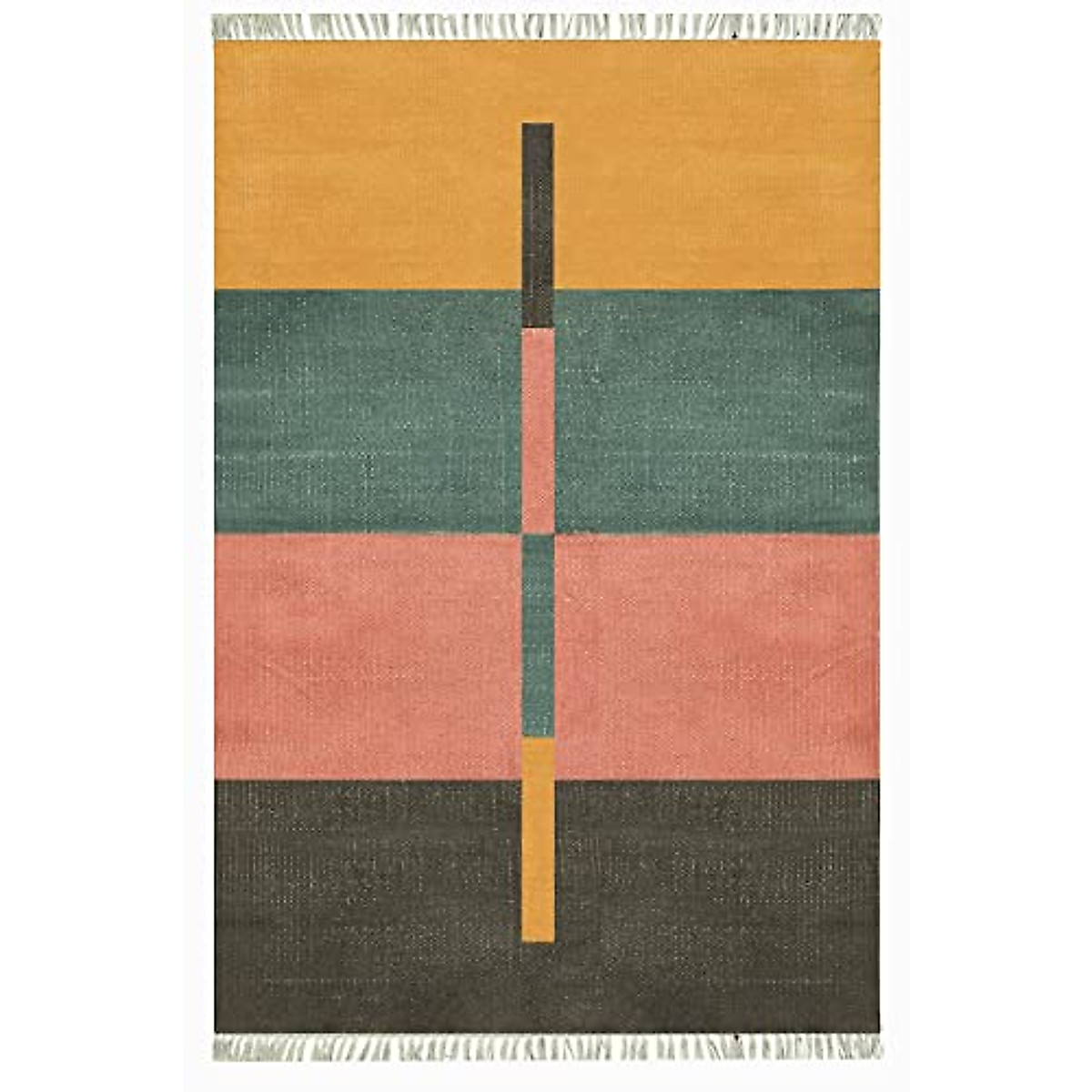 Casavani Indian Handmade Cotton Carpet Geometric Multicolor Area Dhurrie Best Uses For Home/Office 3x5 Feet Rugs for Bedroom,Living Room,Kids Room,Hallway Enterway,Kitchen 4x15 Feet Runner