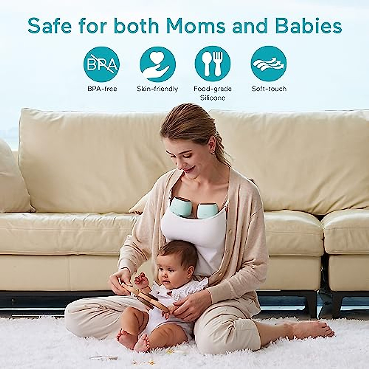 Paruu R12 Wearable Breast Pump Hands-Free, 323mmHg Strong Suction, Electric Portable Breast Pump with 3 Modes & 9 Levels, Rechargeable & Smart Display, 19/22/25mm Flange, 2 Pack