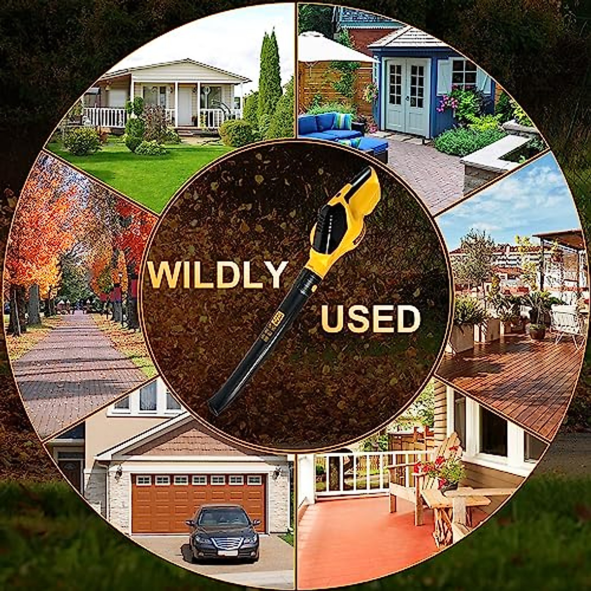 Jujubean Electric Leaf Blower Cordless, Battery Leaf Blower with Battery and Charger, 5.0Ah Battery Powered Variable-Speed Lightweight Handheld Blower for Lawn Care, Patio, Yard, Terrace