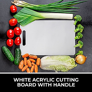 Strictly Sinks Acrylic Cutting Board - Non Slip Cutting Board for Meat, Vegetables & Fruits, Large Dishwasher Safe Cutting Board with Handle - Over the Sink Cutting Board (17-3/8" x 11" x 7/8") White