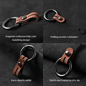 BETTERHUMZ Alcantara leather Keychain, Car Key Lanyard for Car Fob & Home Keys, Carabineer Clip, Keyrings,Accessories (Brown)