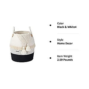 ANTJUMPER Cotton Rope Basket Hamper, Decorative Laundry Woven Storage Bin for Toys Clothes in Bedroom Bathroom Living Room (15“x15"x16")