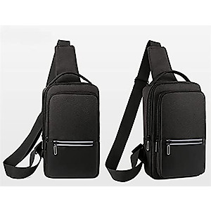 YERCHIC Small Sling Backpack Multipurpose Crossbody Chest Shoulder Bag Travel Hiking Daypack with Reflective Strip (Black)