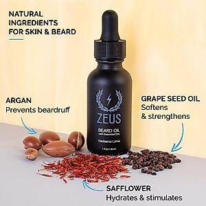 ZEUS Natural Beard Oil, Premium Conditioning Beard Oil to Soften Beard & Mustache – MADE IN USA (Italian Cypress)