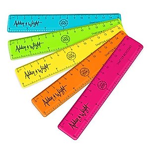 Ashton and Wright - 6 Inch / 15cm Rulers - Shatter Resistant - Pack of 5 Tropical Neon