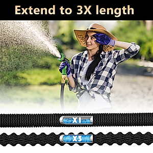 Expanding Garden Hose 100 ft - Expandable Garden Hoses Leak-Proof with Innovative Nano Rubber - 2024 Version/New Patented,Lightweight, Durable, No-Kink Flexible Retractable Water Hoses(Black)