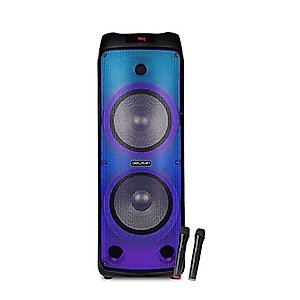 Dolphin SPF-1212R Powerful Sound & BASS 5100W | Portable Rechargeable Big Party Speaker | Dual 12", 3X 1 Tweeters | LED Party Lights, Handles and Wheels