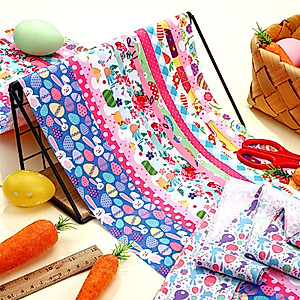 70 Pcs Spring Jelly Fabric Patchwork Roll, 2.55 Inch Easter Fabric Quilting Strips Roll up Jelly Fabric Patchwork Fabric Bundles for Holiday Quilters and Sewing DIY Crafts