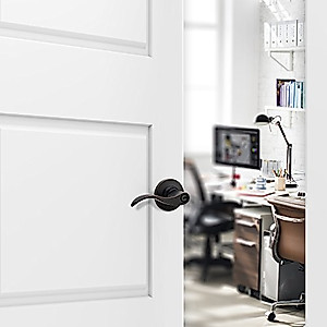 Berlin Modisch Entrance Lever Door Handle [Lock with Two Keys] for Office or Front Door with a Iron Black Finish, Reversible for Right & Left Side, Entry Lever Classic Series